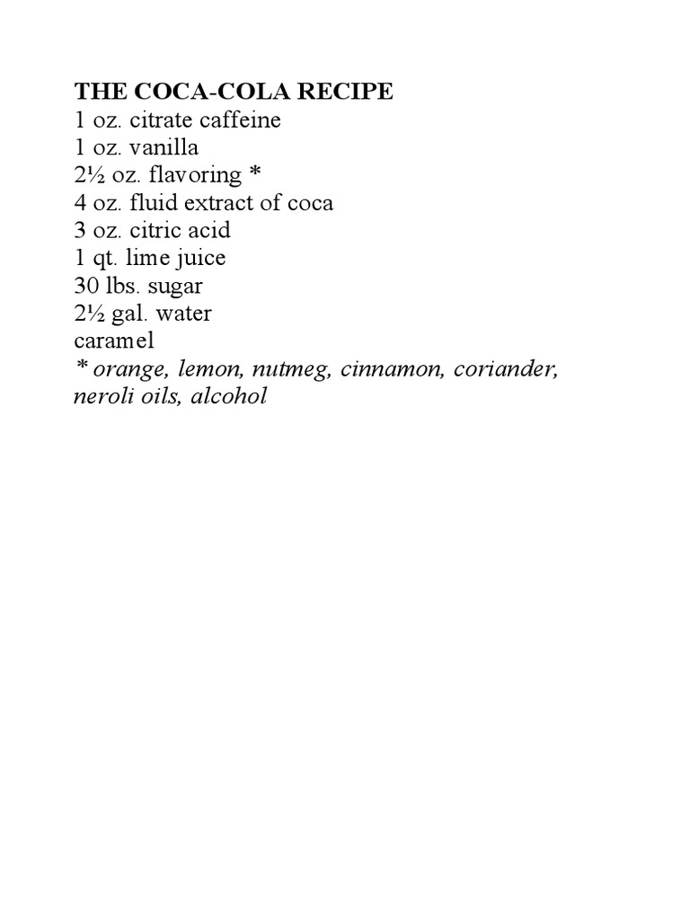 The Coca Cola Recipe | PDF