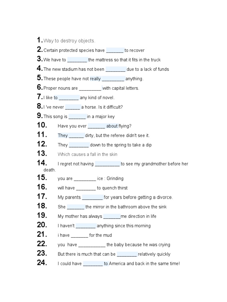Vocabulary Fill-in-the-Blank Exercises | PDF