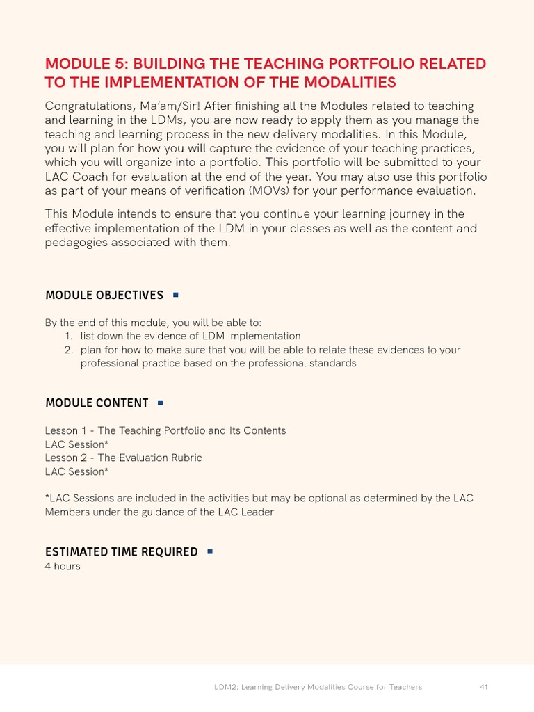 Module 5: Building The Teaching Portfolio Related To The Implementation ...