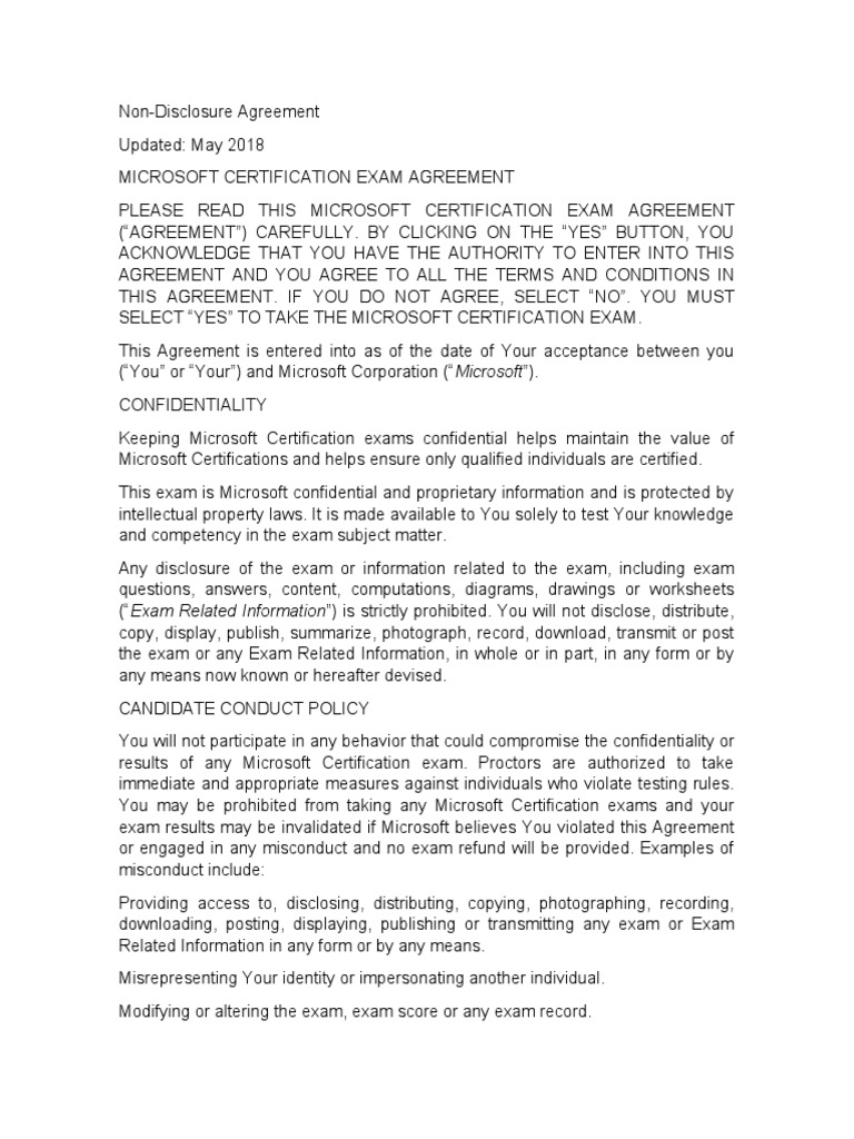 NDA Example | PDF | Microsoft Certified Professional | Test (Assessment)