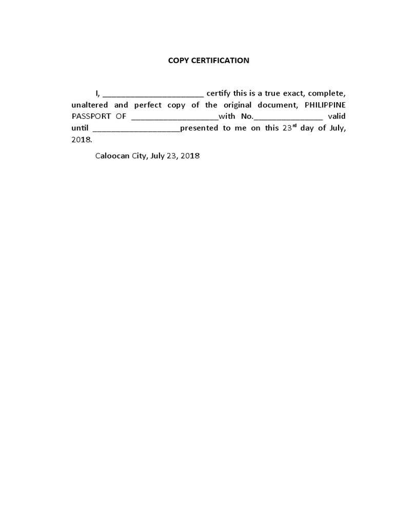 Copy Certification1 | PDF | Document | Government And Personhood