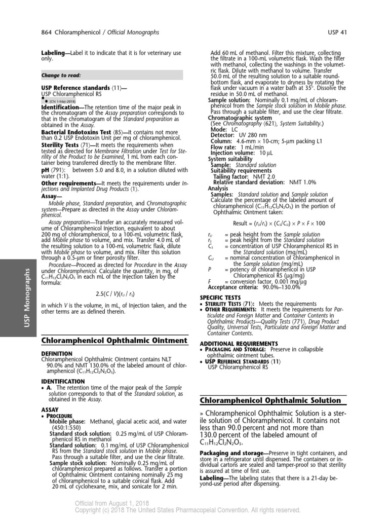 Chloramphenicol Ophthalmic Ointment | PDF | Chromatography | Laboratory ...