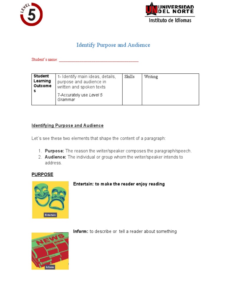 Identify Purpose and Audience | PDF | Writers | Audience