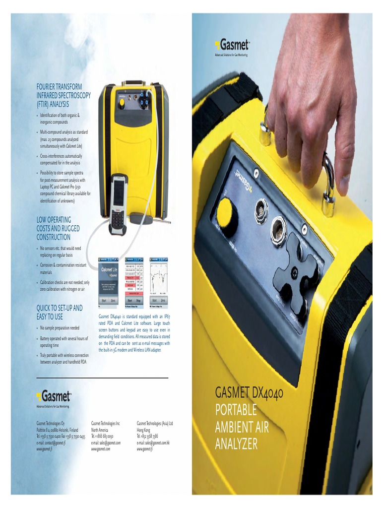 Gasmet Dx4040: Portable Ambient Air Analyzer | PDF | Infrared ...