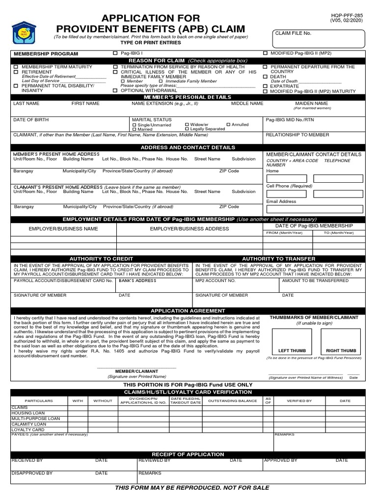 Application for Provident Benefits Claim | PDF | Social Institutions ...
