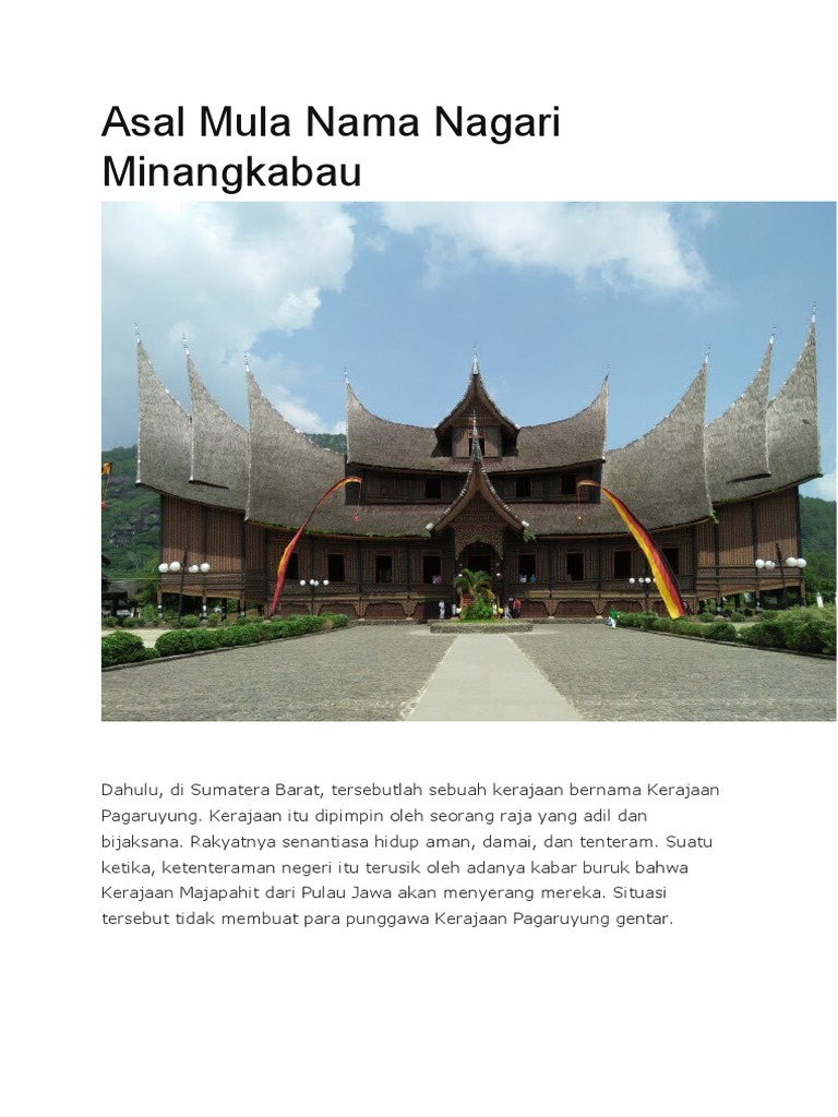Asal Mula Nama Nagari Minangkabau | PDF
