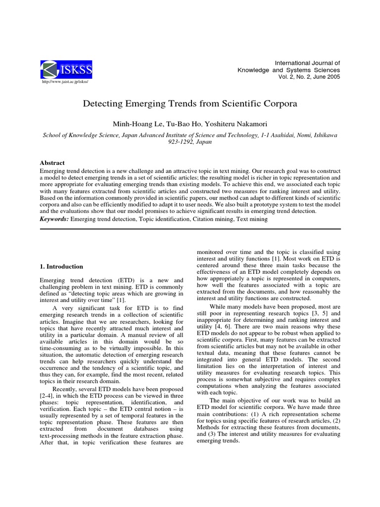 Detecting Emerging Trends From Scientific Corpora | PDF | Time Series | Reserved Word