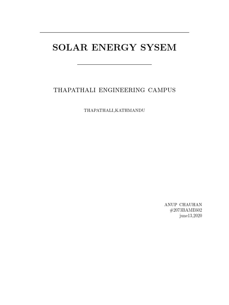 Solar Energy System | Download Free PDF | Photovoltaics | Solar Cell