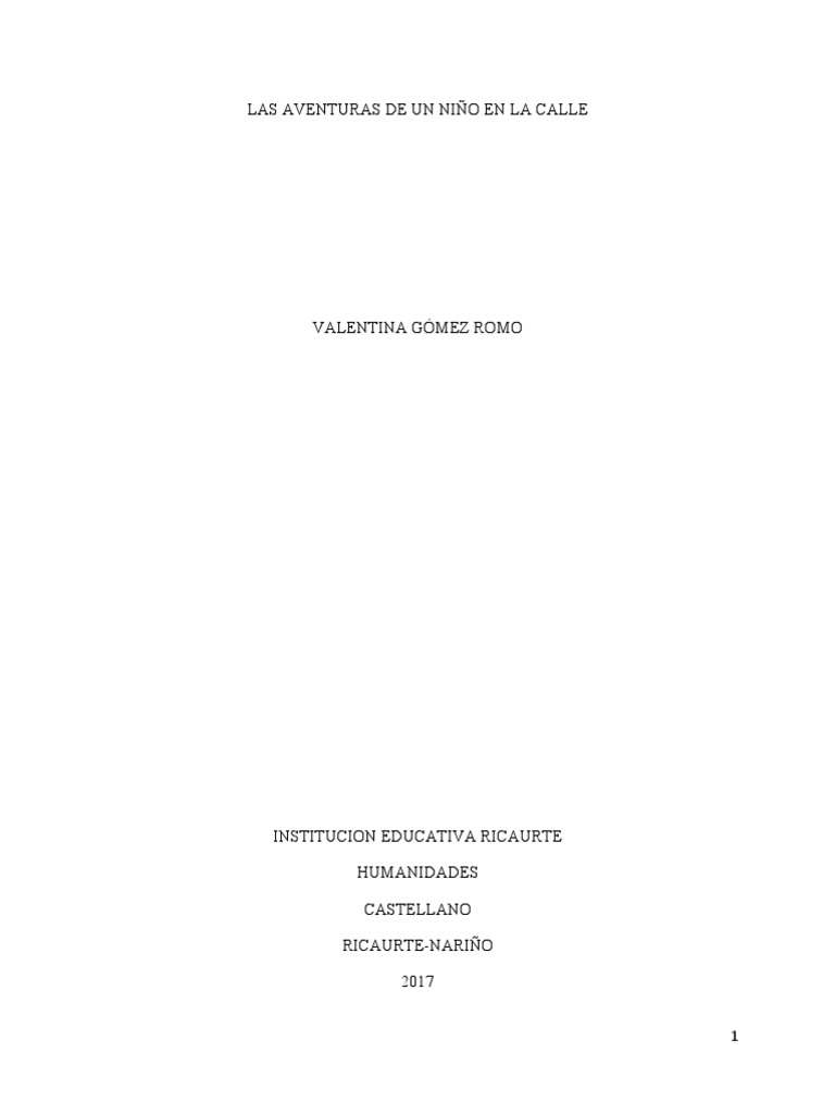 Las Aventuras de Un Niño en La Calle | PDF