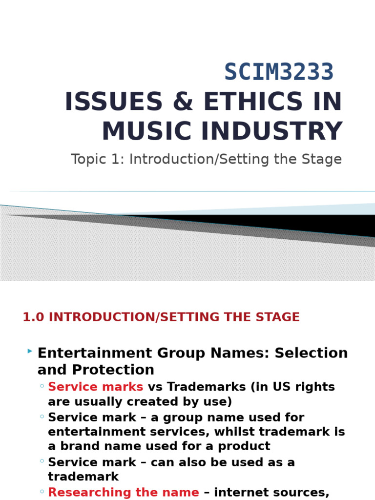 Issues & Ethics in Music Industry: SCIM3233 | PDF | Trademark | Lawsuit
