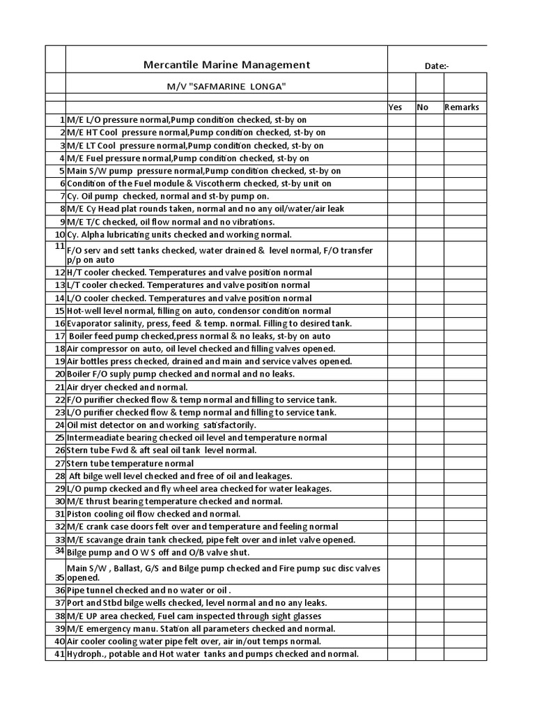 Mercantile Marine Management: M/V "Safmarine Longa" | PDF | Valve ...