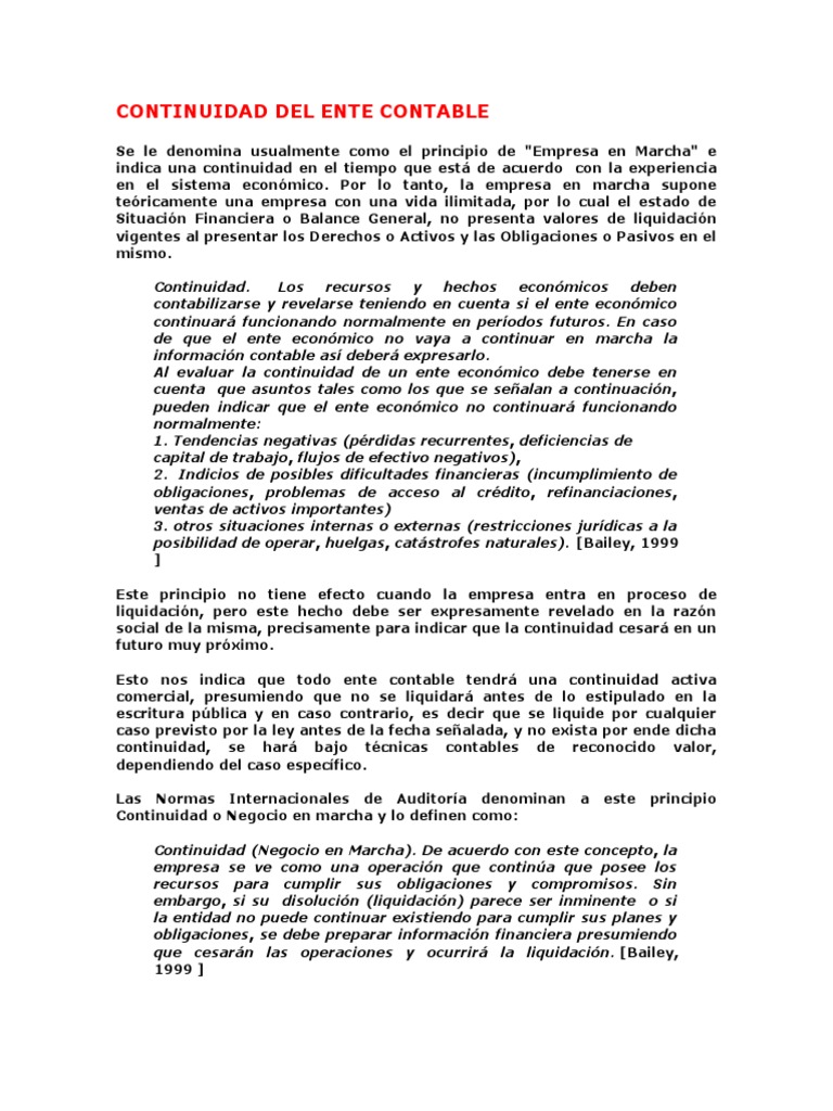 Continuidad Del Ente Contable | PDF | normas internacionales de ...