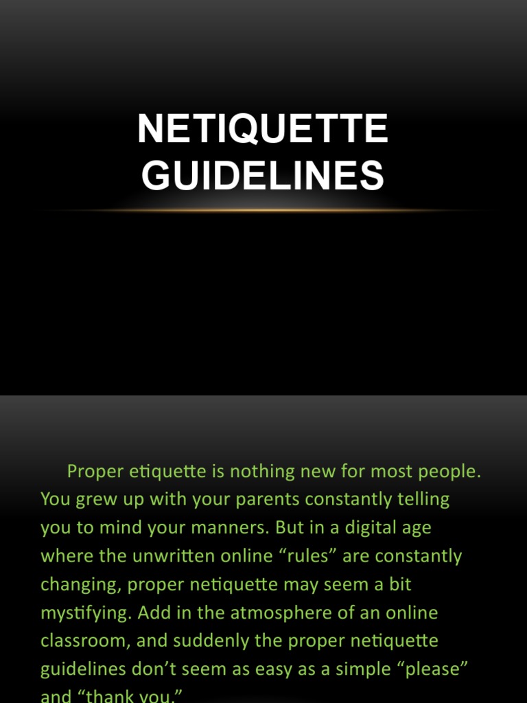 Netiquette Guidelines | PDF | Etiquette | Educational Technology
