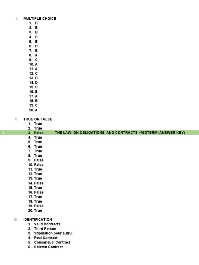 Oblicon-Midterms (Answer Key) | PDF | Jurisprudence | Comparative Law