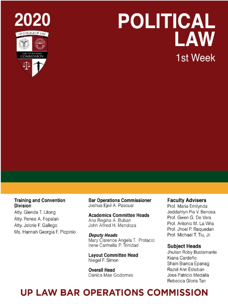 1 2020 UP BOC Political Law Reviewer PDF | PDF | Constitutional ...
