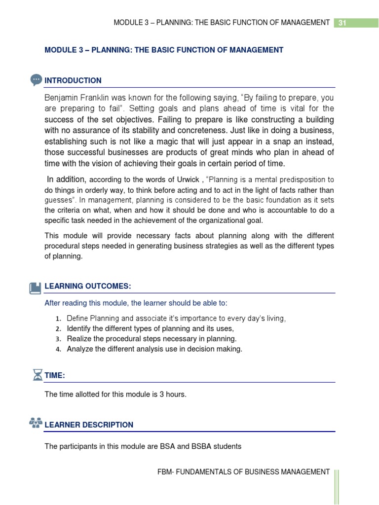 Planning: The Basic Function of Management | PDF | Goal | Decision Making