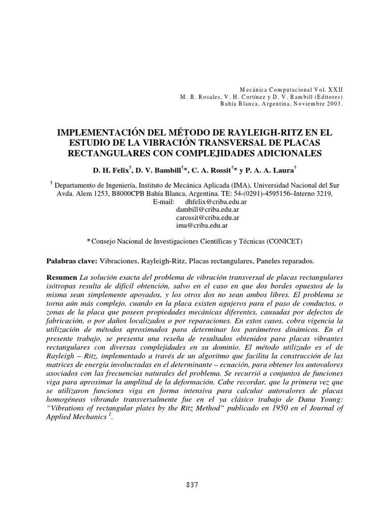 Implementación Del Método de Rayleigh-Ritz en El Estudio de La ...