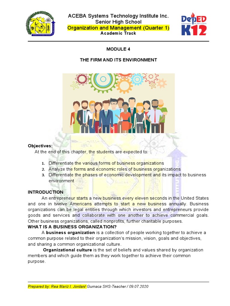 Organization and Management Module 4 | PDF | Partnership | Sole Proprietorship