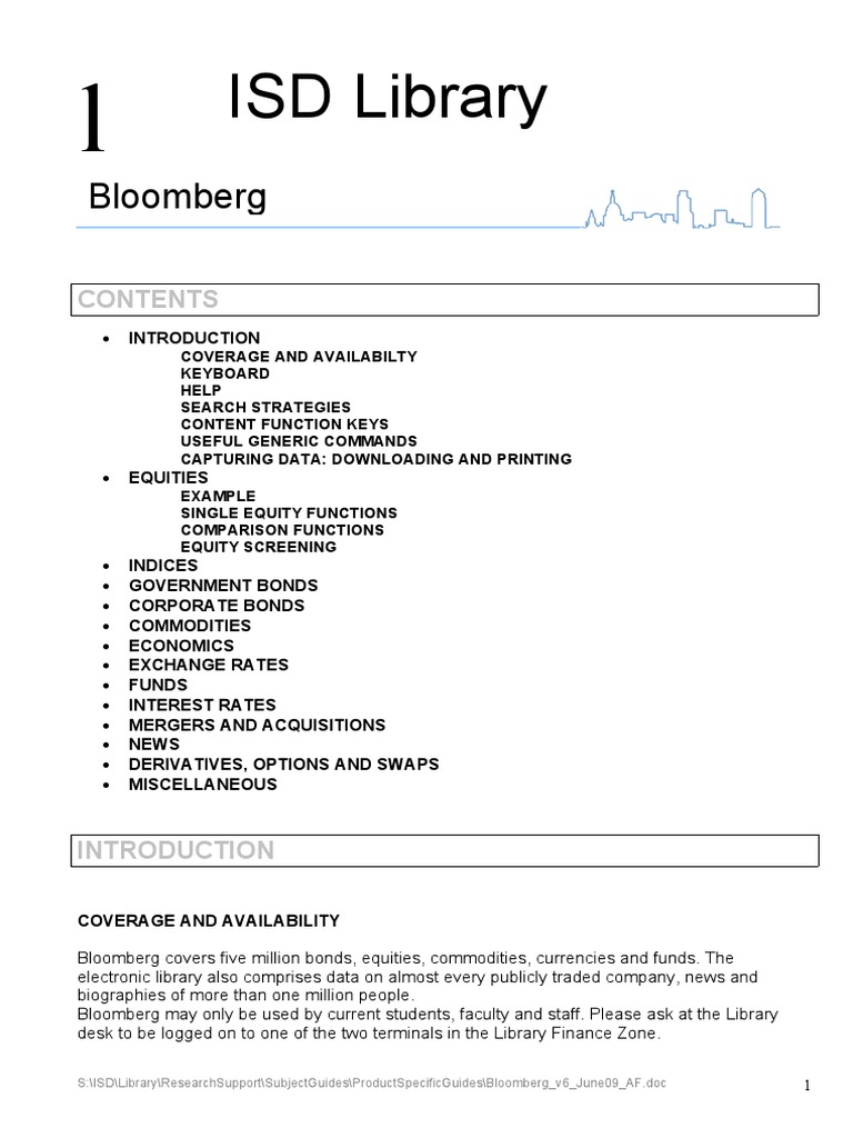 Bloomberg Library User Guide | PDF | Bonds (Finance) | Futures Contract