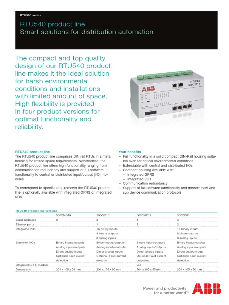 Smart Solutions For Distribution Automation: RTU540 Product Line | PDF ...