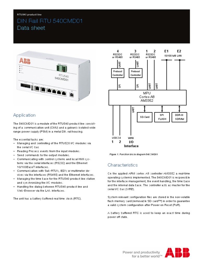 Data Sheet: Din Rail Rtu 540CMD01 | PDF | Usb | Power Supply