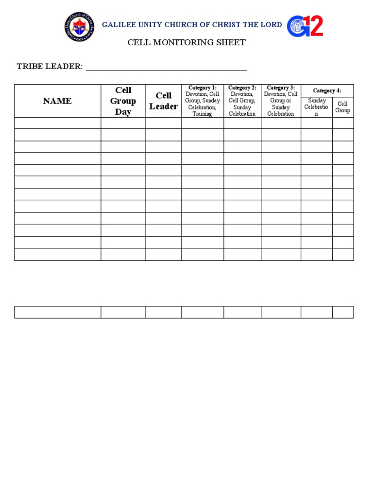 Cell Group Monitoring Sheet | PDF