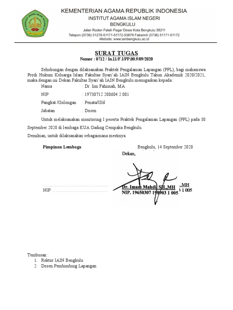 SURAT TUGAS Monitoring DPL I | PDF
