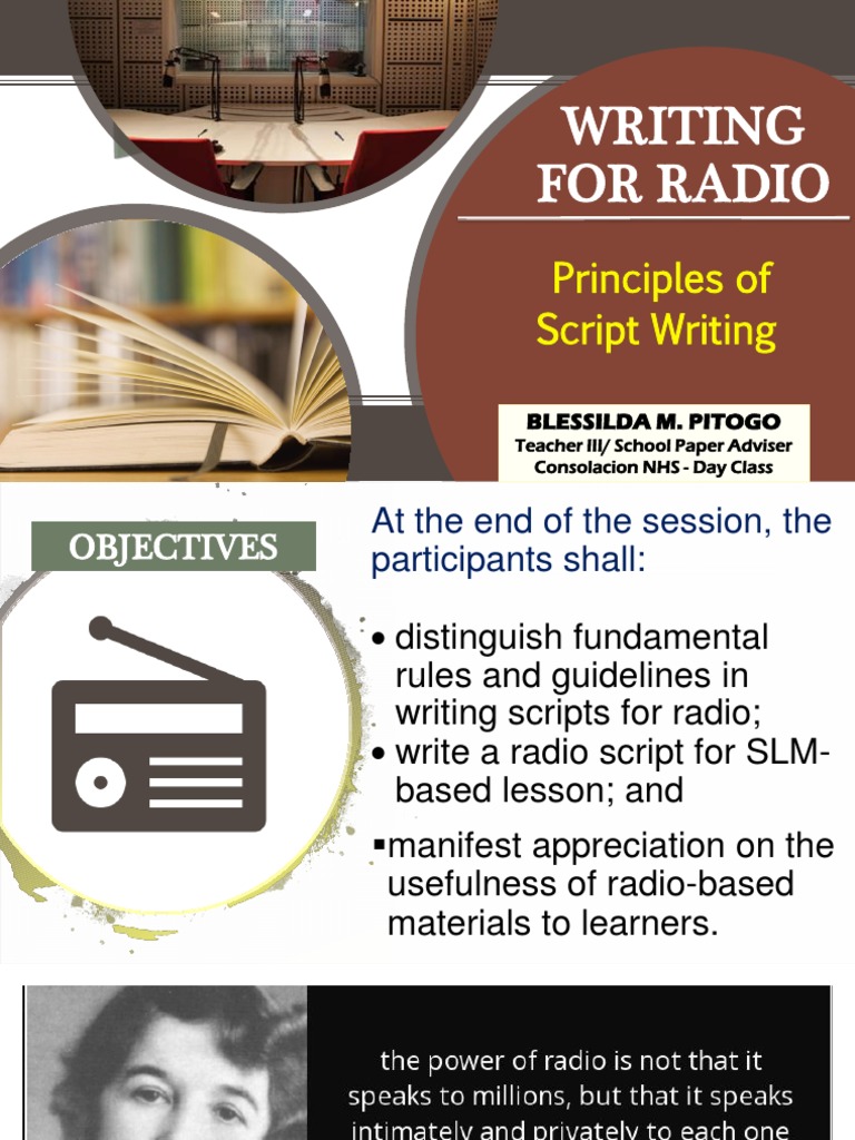 Principles of Radio Script Writing | PDF | Teachers | Human Communication
