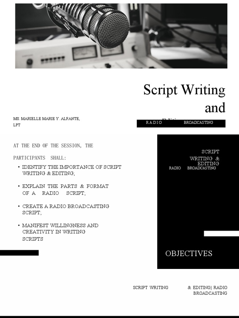 RADIO BROADCAST Script Writing Editing | PDF | Sound Production | Mass ...