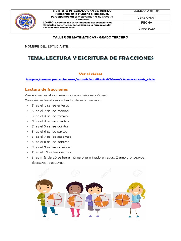 Lectura y Escritura de Fracciones | PDF | Fracción (Matemáticas ...