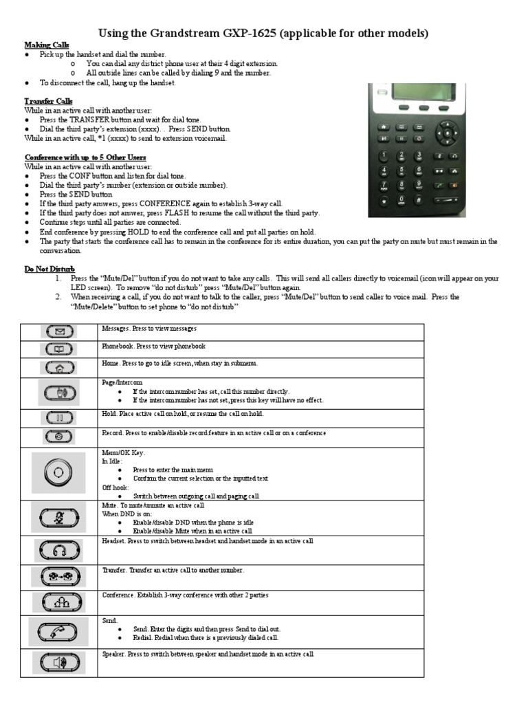 Using The Grandstream GXP 1625 (Applicable For Other Models) | PDF ...