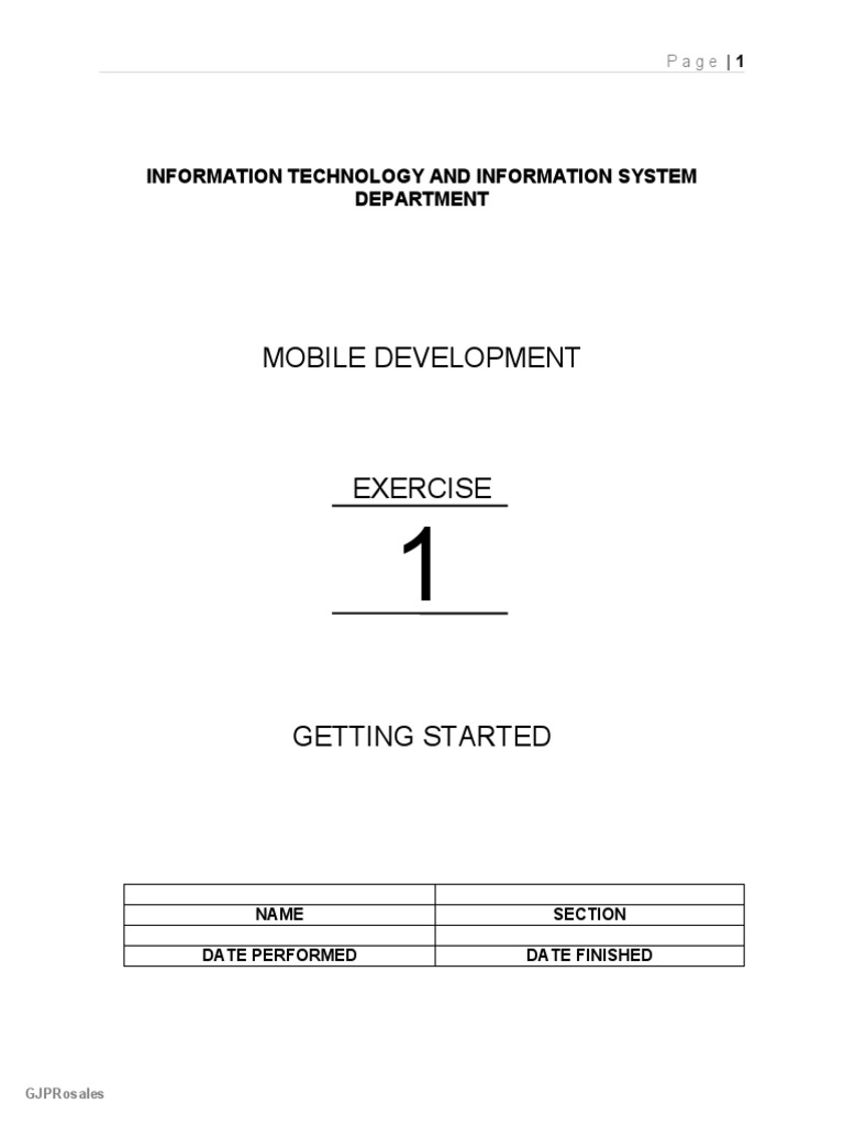 Lab Exercise 1 Getting Started Pdf Android Operating System Software Development Kit