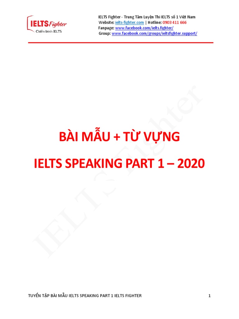 IELTS Speaking Part 1 PDF | PDF