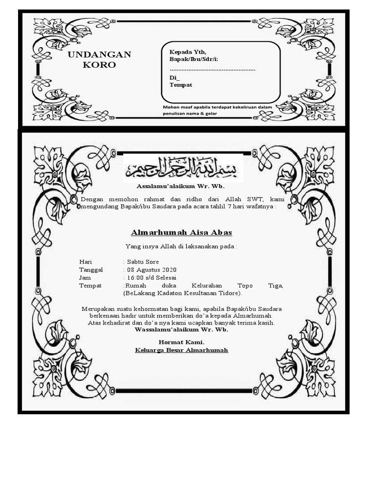 Format Undangan Koro | PDF