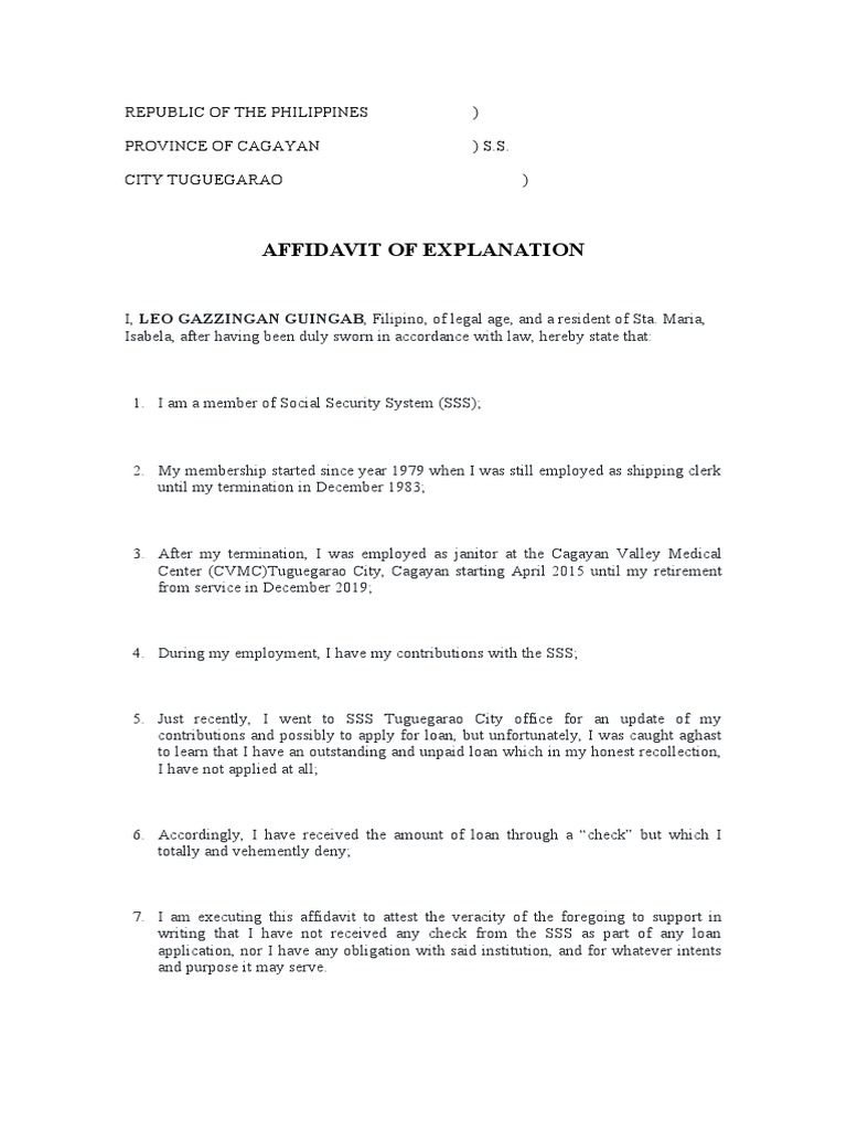 Affidavit of Explanation PNP | PDF