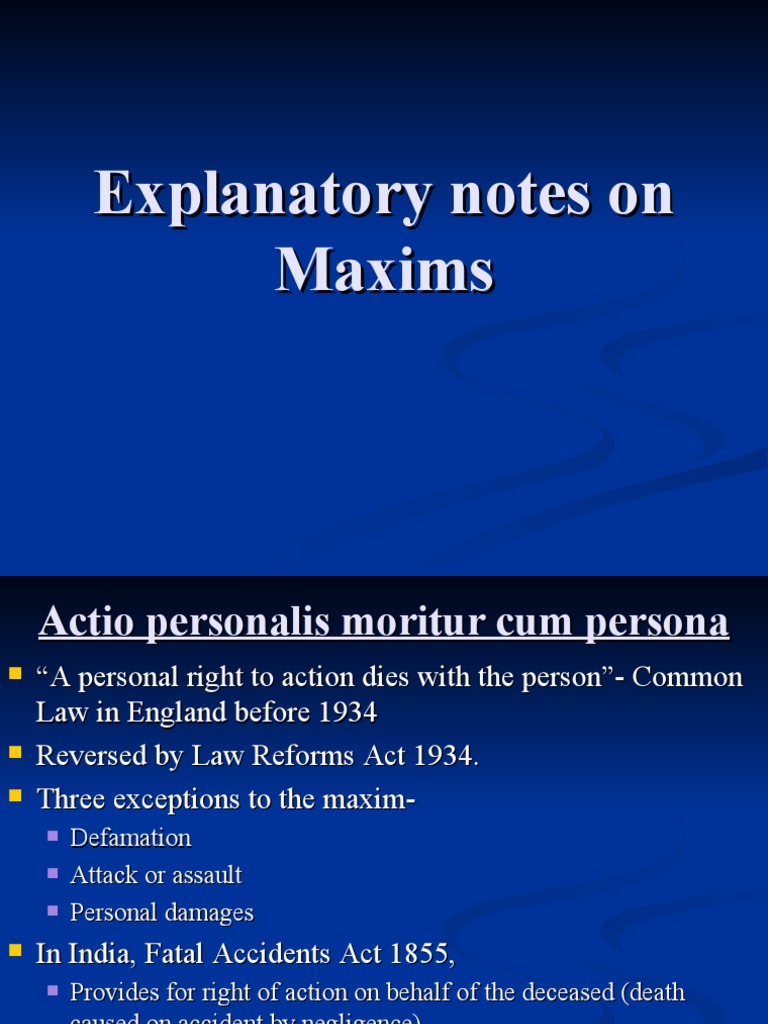 Notes On Maxims | PDF | Common Law | Comparative Law