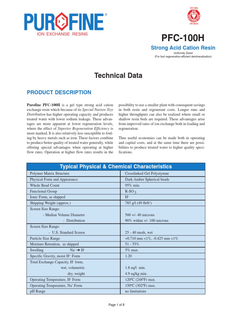 Purofine PPC 100 Engineering | PDF | Ion Exchange | Ion