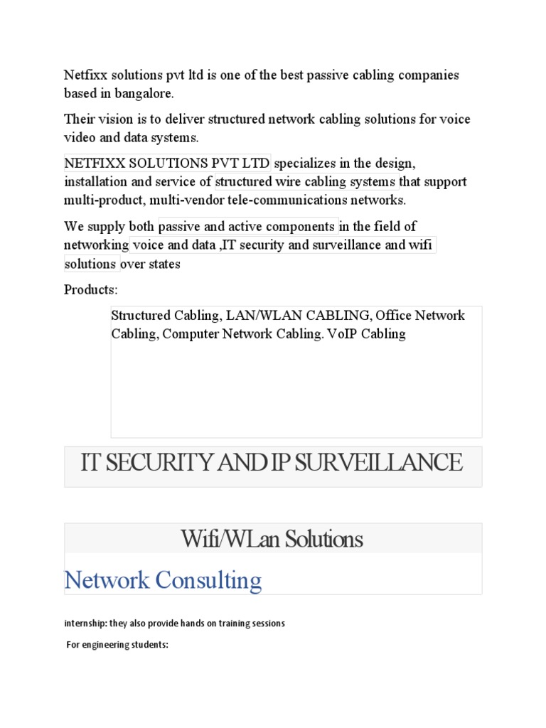 Netfixx Solutions PVT LTD Is One of The Best Passive Cabling Companies ...