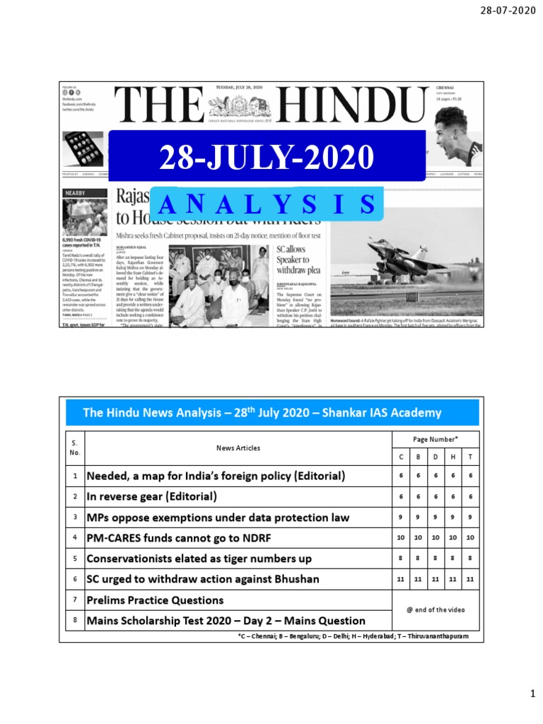 28-07-2020 - The Hindu Handwritten Notes | PDF | Environmental Impact ...