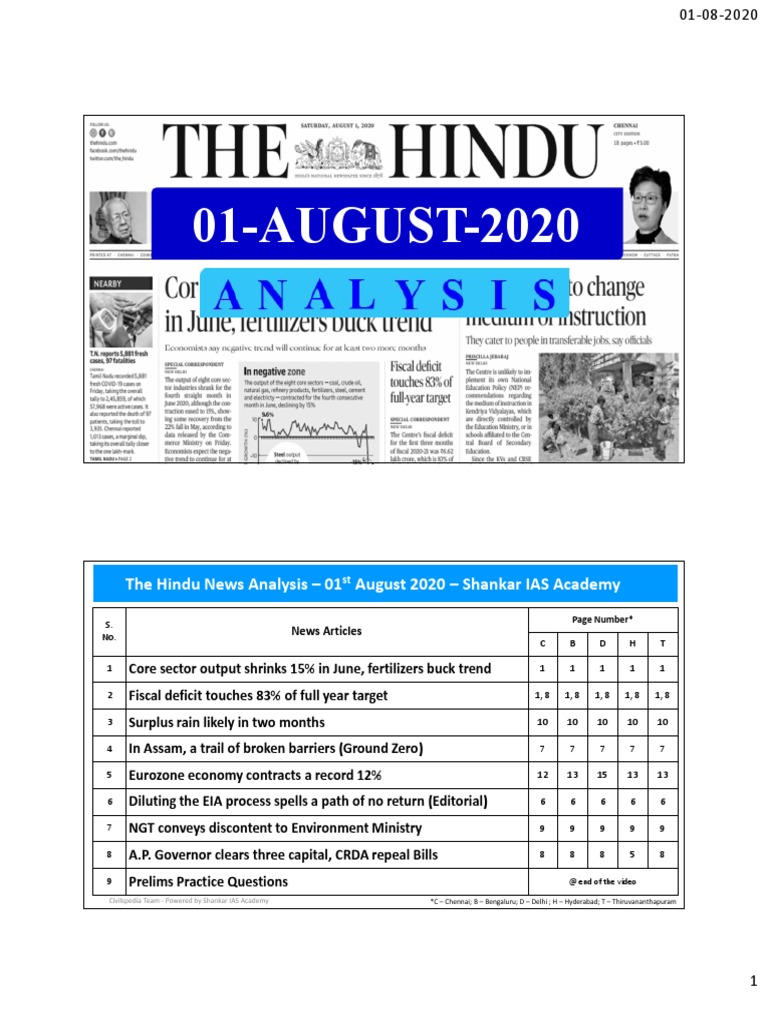 01-08-2020 - The Hindu Handwritten Notes | PDF | Flood | Environmental ...