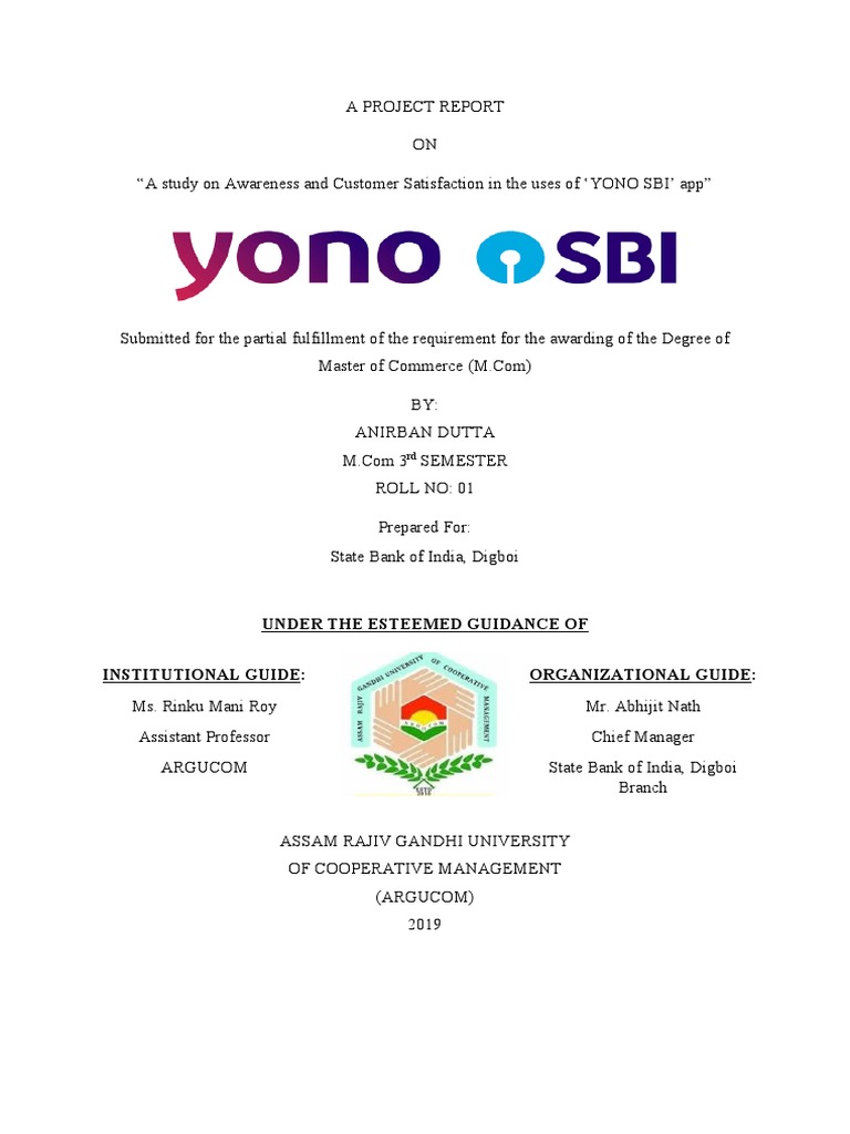 Project Report On YONO SBI (Anirban Dutta) | PDF | Automated Teller ...