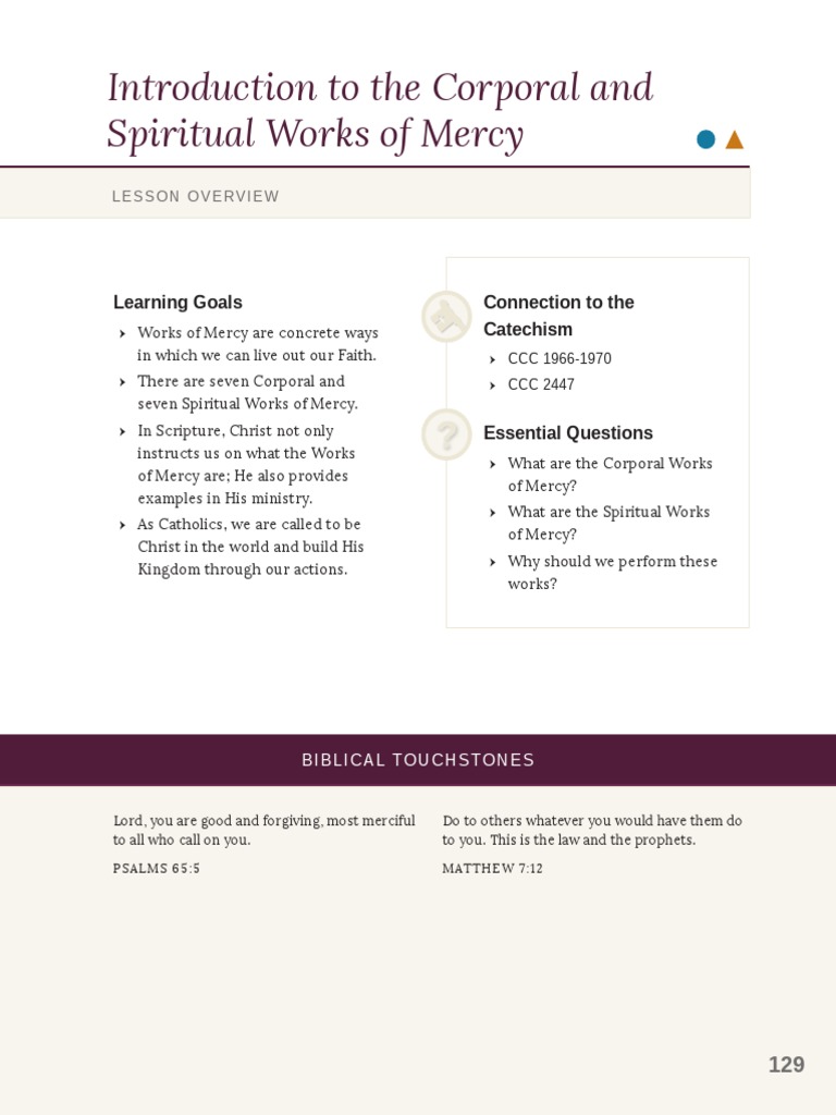 Corporal Lesson | PDF | Mercy | Jesus