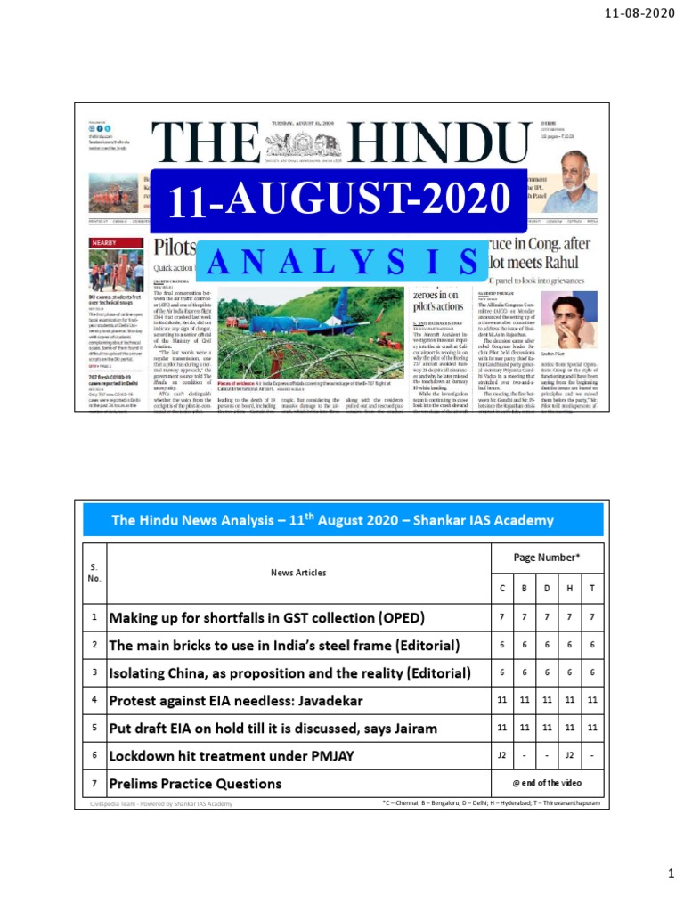 11-08-2020 - The Hindu Handwritten Notes | PDF | Environmental Impact ...