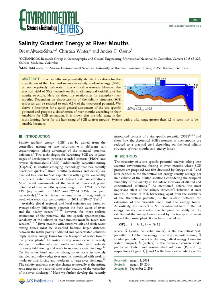 Salinity Gradient Energy at River Mouths: Oscar Alvarez-Silva ...