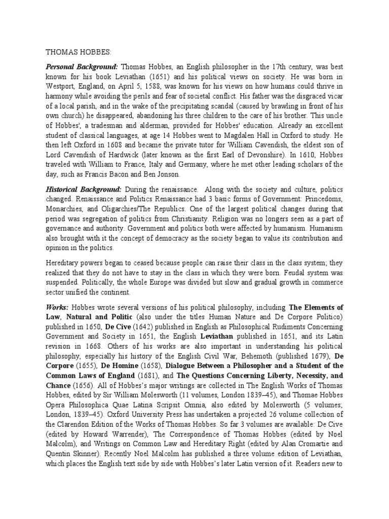 Thomas Hobbes | PDF | Thomas Hobbes | Science