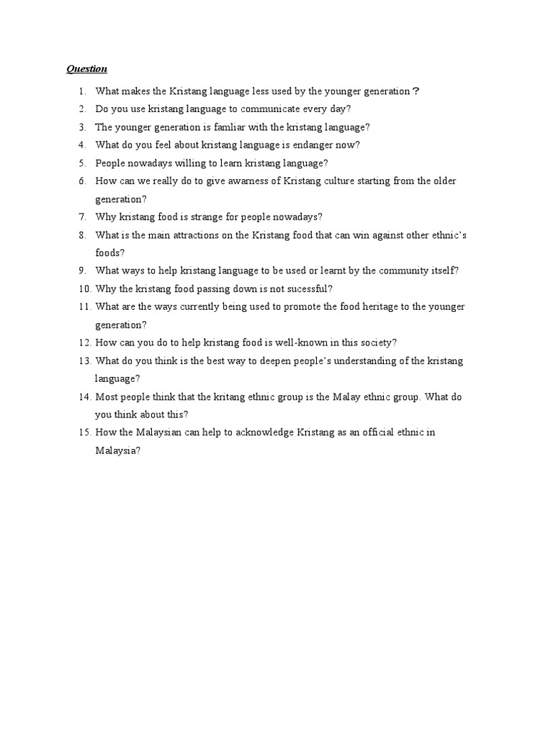 Preserving Kristang Language and Food Culture: Insights from Community ...