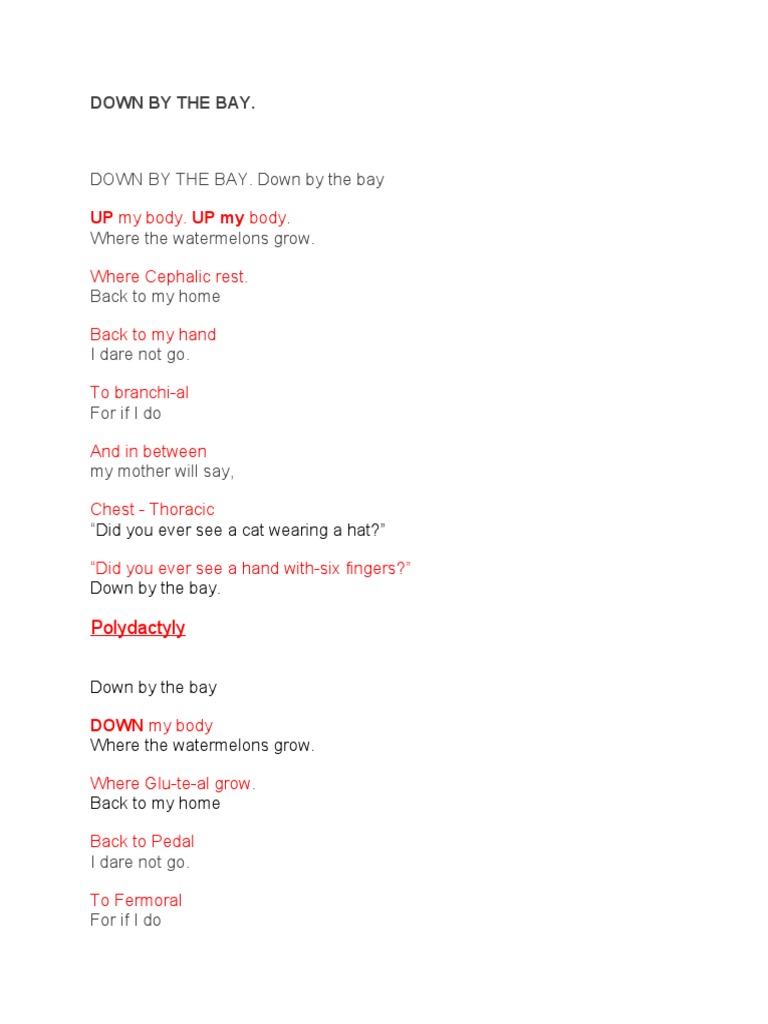 Down by The Bay. Down by The Bay Where The Watermelons Grow. Back To My ...