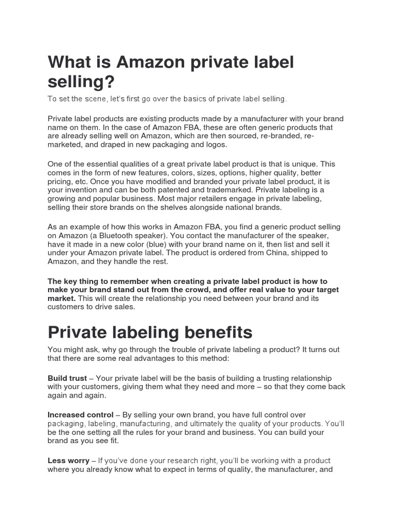 What Is Amazon Private Label Selling | PDF | Brand | Sales