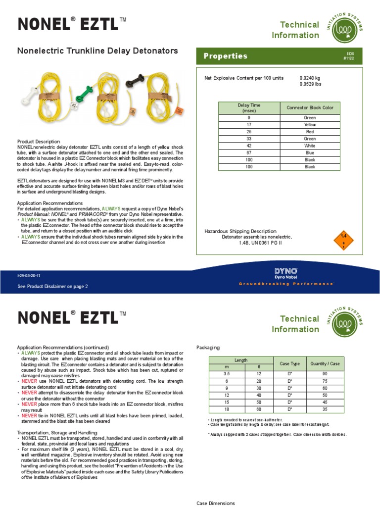 Nonel Eztl: Nonelectric Trunkline Delay Detonators | PDF | Business ...