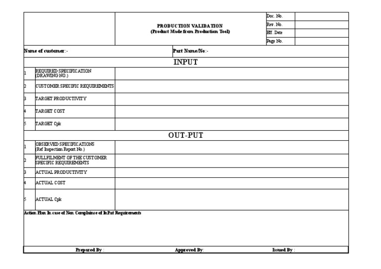 Production Validation Report Template | PDF